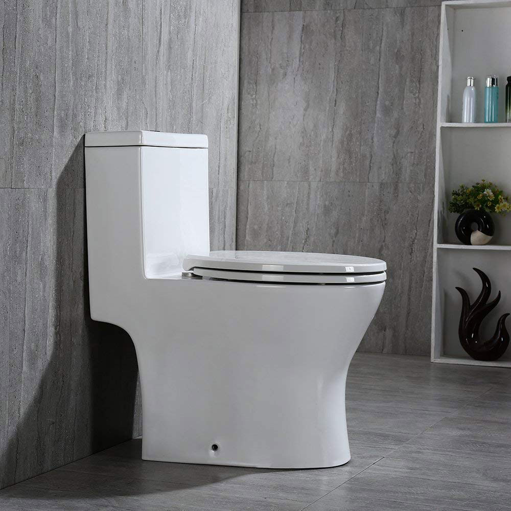 ᐅ【WOODBRIDGE One Piece Short Compact Bathroom Tiny Mini Commode Water ...