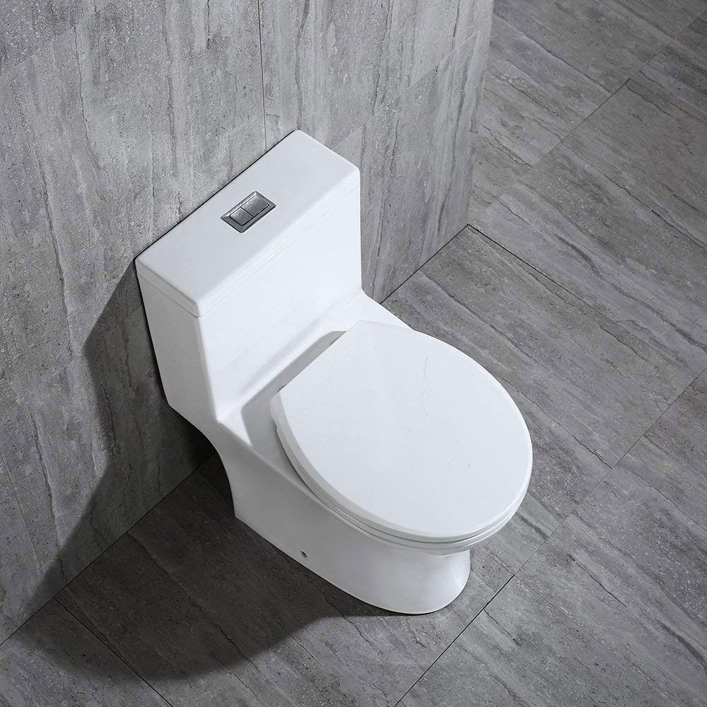 ᐅ【WOODBRIDGE One Piece Short Compact Bathroom Tiny Mini Commode Water ...