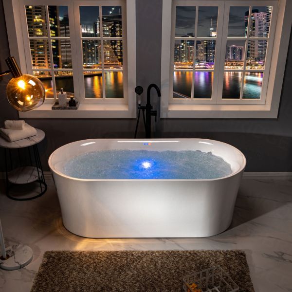 ᐅ【WOODBRIDGE 67" Contemporary Freestanding Acrylic Air Bubble Soaking ...