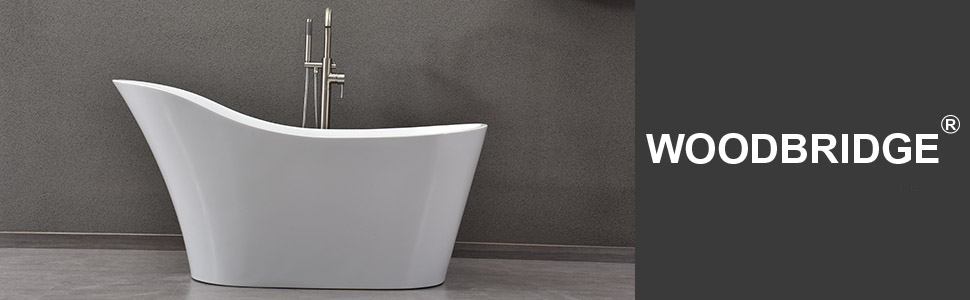 ᐅ【WOODBRIDGE 59" Acrylic Freestanding Bathtub Contemporary Soaking Tub ...