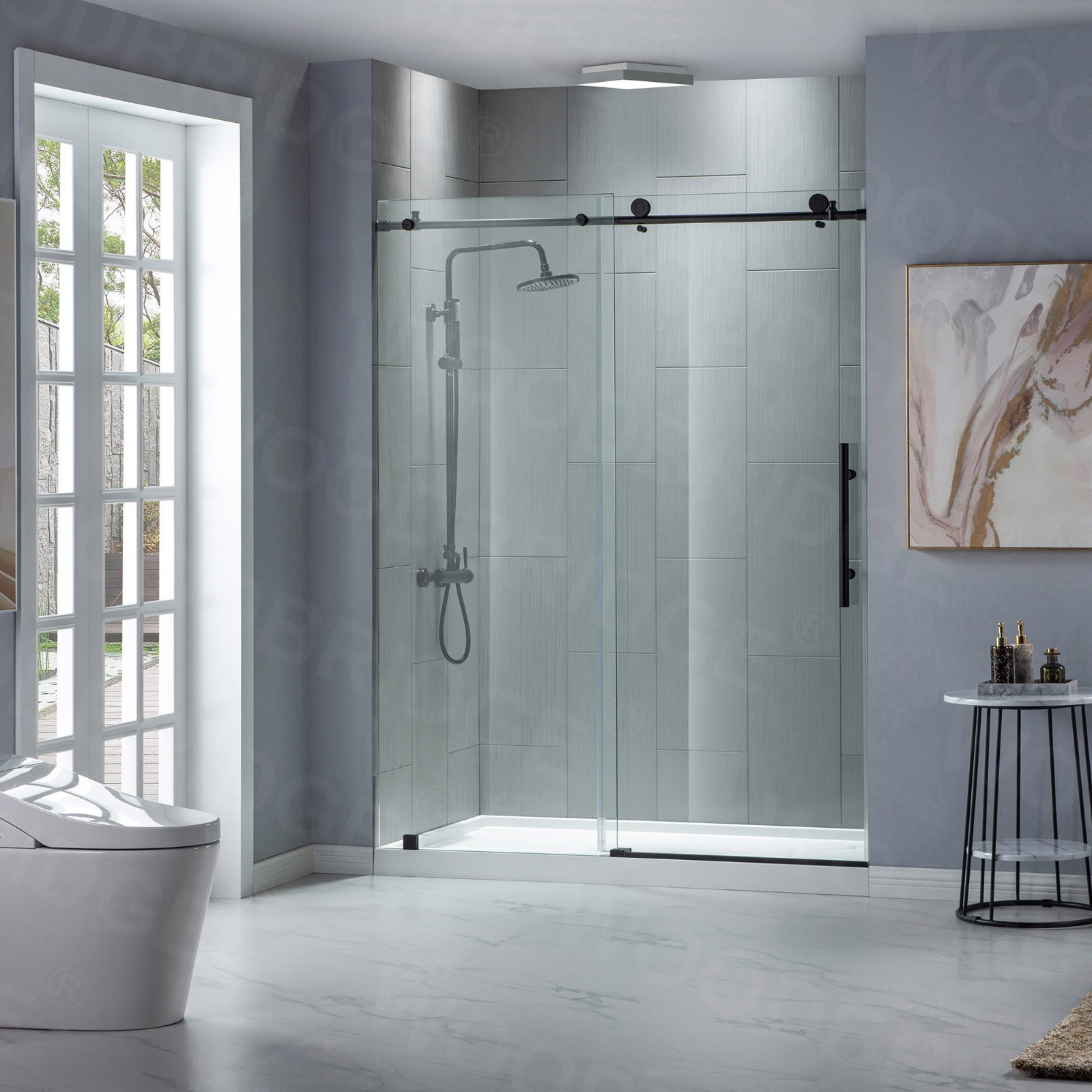 ᐅ【WOODBRIDGE Frameless Shower Doors 56-60" Width x 76"Height with 3/8"(10mm) Clear Tempered ...