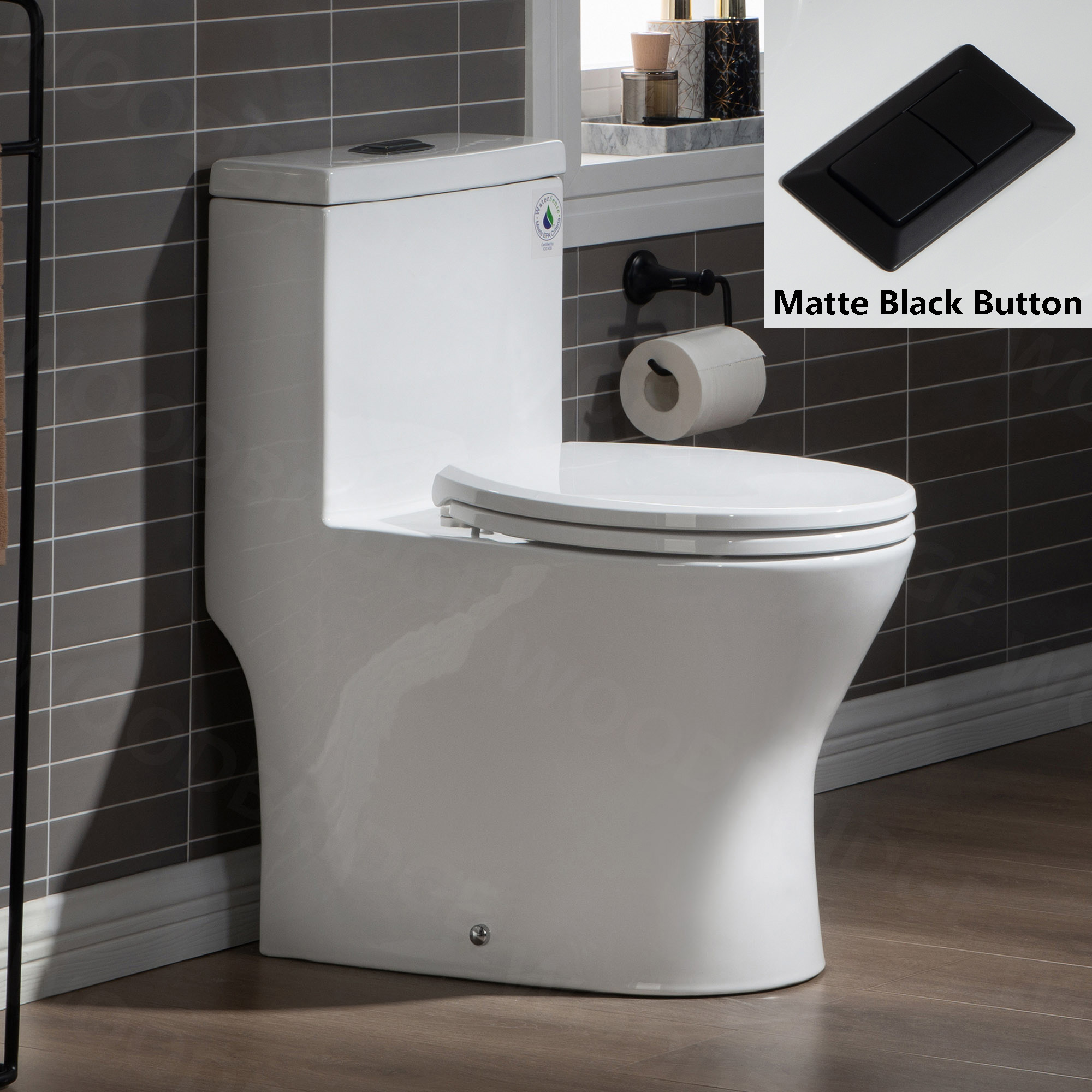 ᐅ【WOODBRIDGE One Piece Short Compact Bathroom Tiny Mini Commode Water ...