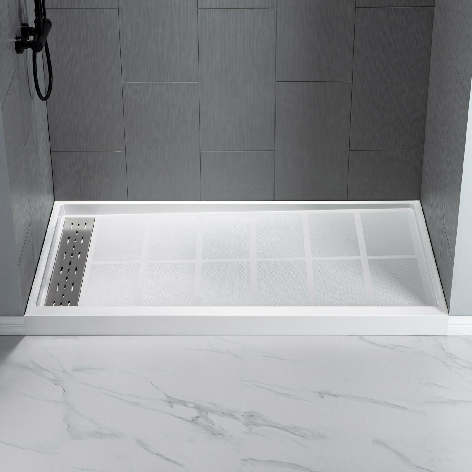 ᐅ【WOODBRIDGE Solid Surface 3-Panel Shower Wall Kit, 32-in L x 60-in W x ...