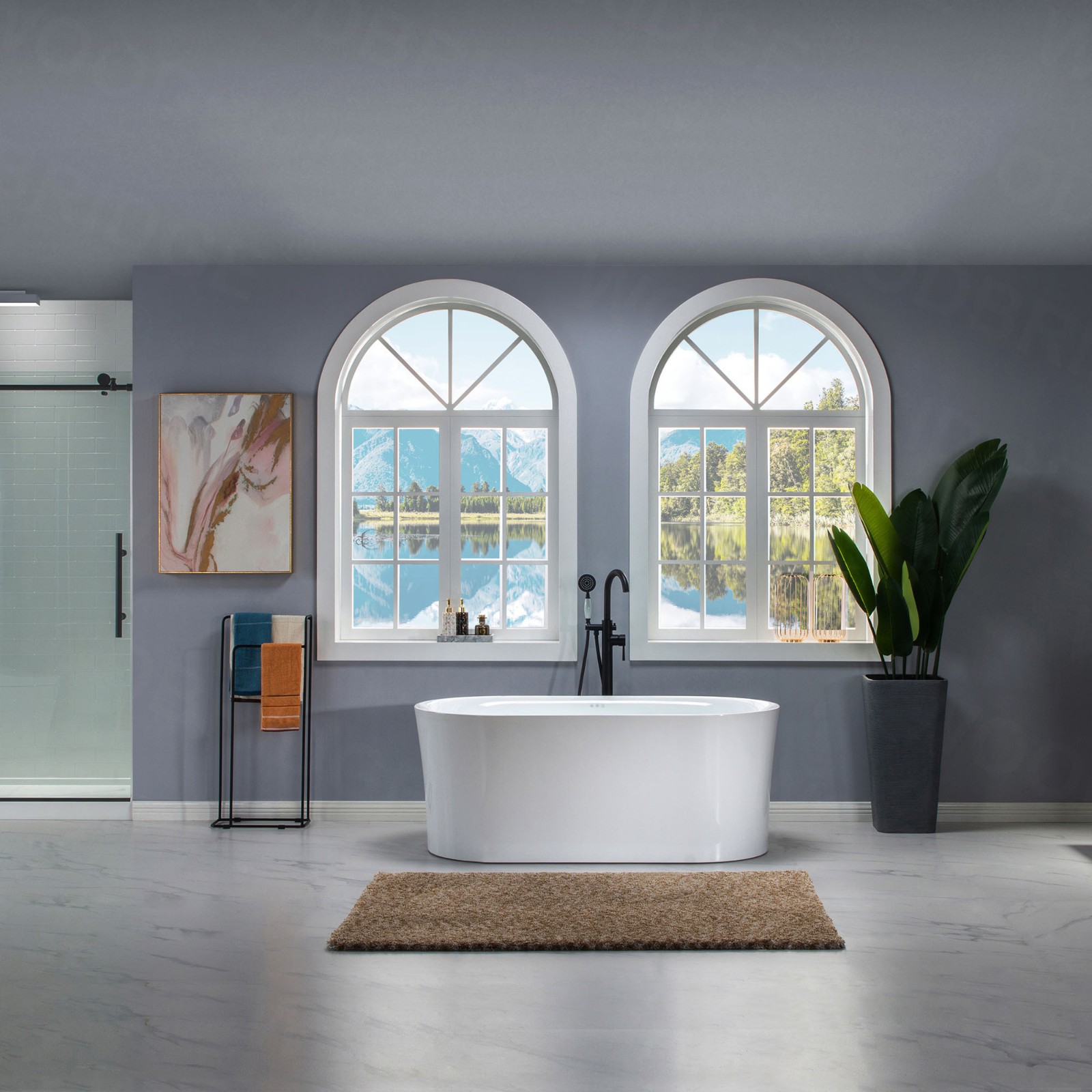 ᐅ【WOODBRIDGE 59" Contemporary Freestanding Acrylic Air Bubble Soaking ...