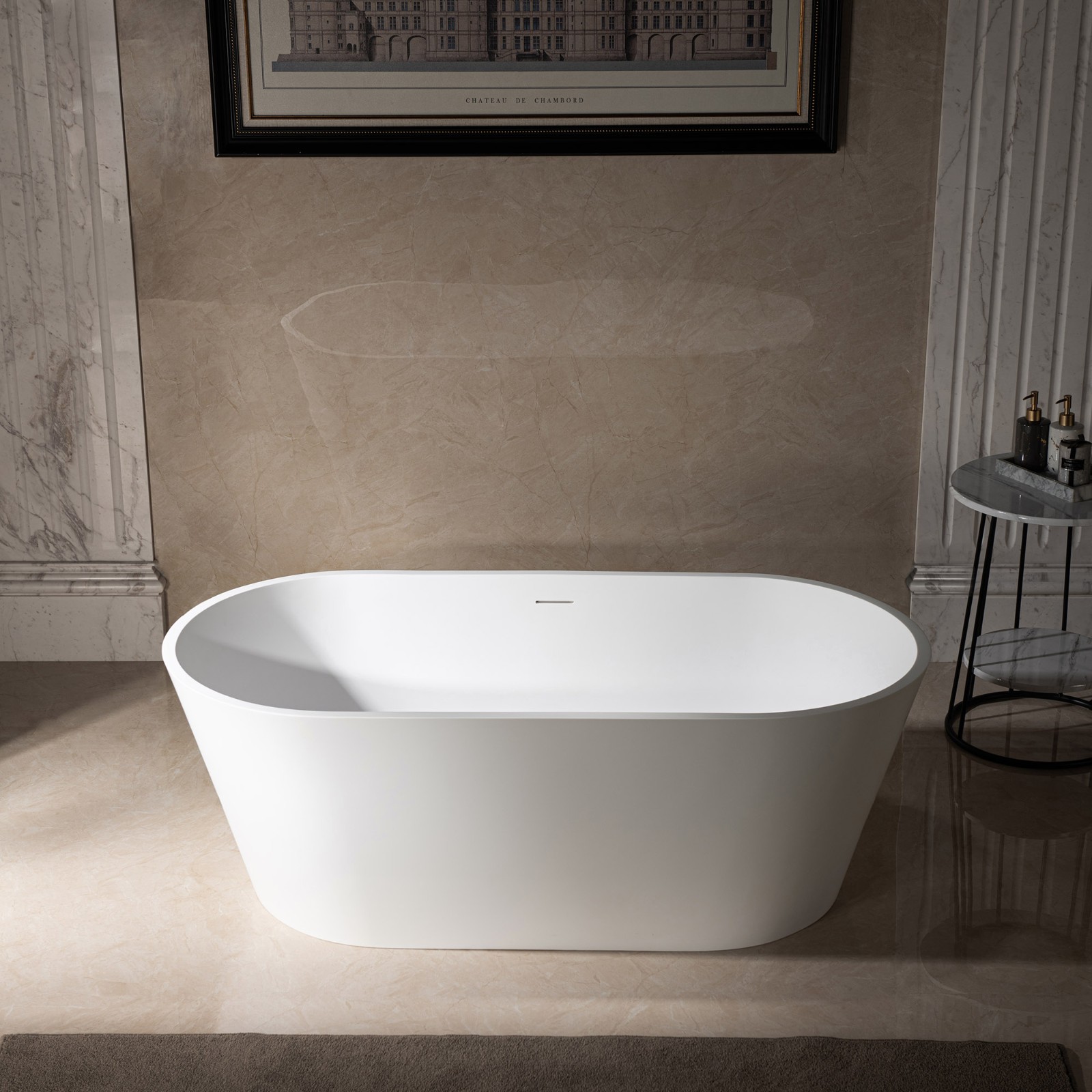 ᐅ【WOODBRIDGE 59 in. x 29 in. Luxury Contemporary Solid Surface Freestanding Bathtub in Matte ...