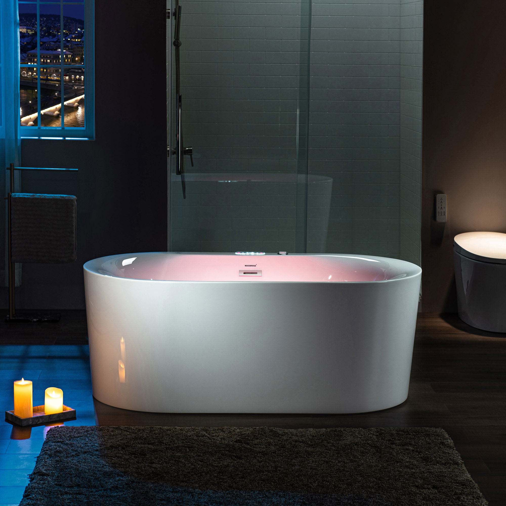 ᐅ【WOODBRIDGE 59" x 31-1/2" Whirlpool Water Jetted and Air Bubble Freestanding Heated Soaking ...