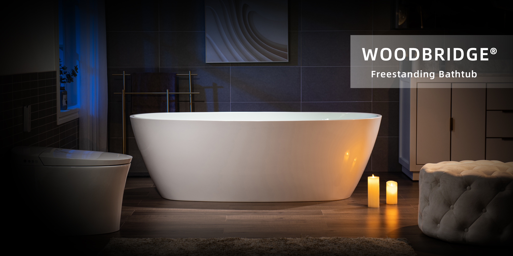 ᐅ【WOODBRIDGE 71" Acrylic Freestanding Bathtub Contemporary Soaking Tub ...