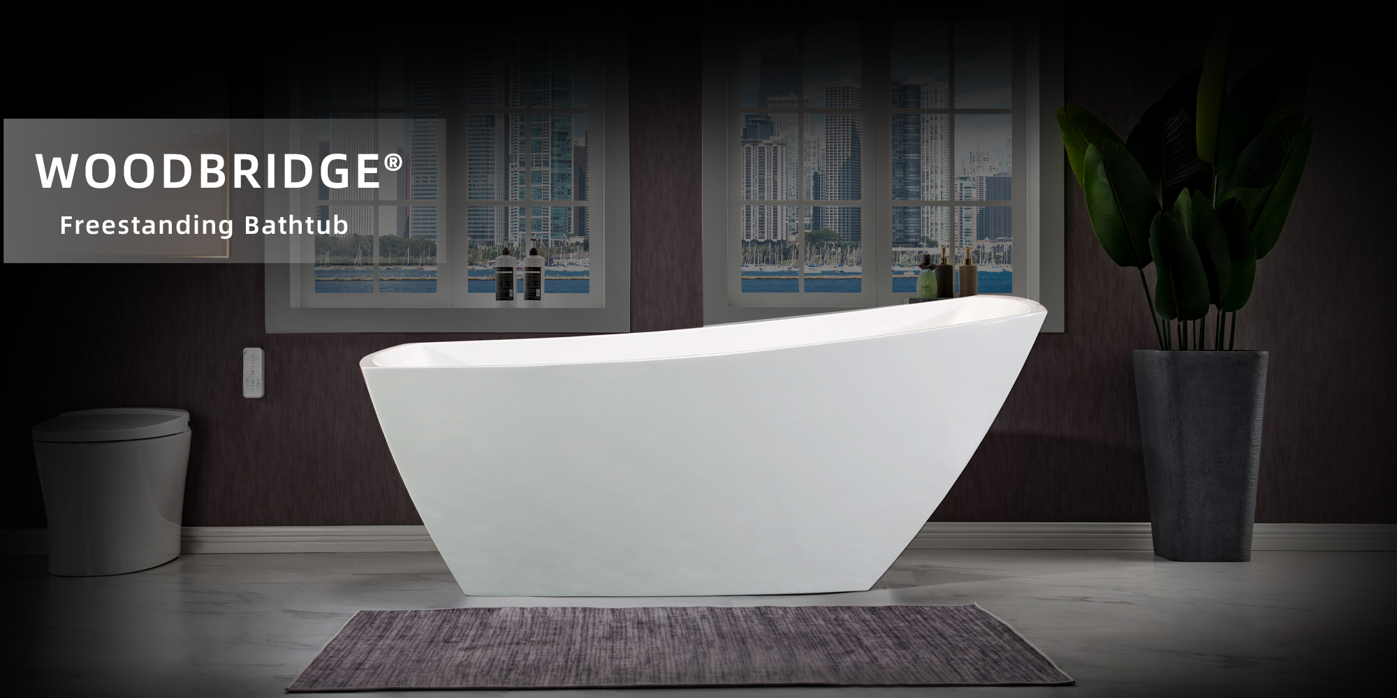 ᐅ【WOODBRIDGE 67" Acrylic Freestanding Bathtub Contemporary Soaking Tub ...