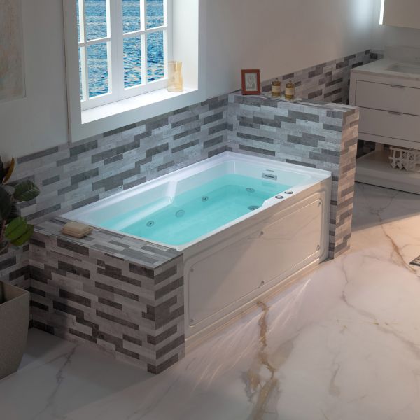 ᐅ【WOODBRIDGE 60" Alcove Acrylic Rectangular Whirlpool Heated Jetted Tub in White with Right ...
